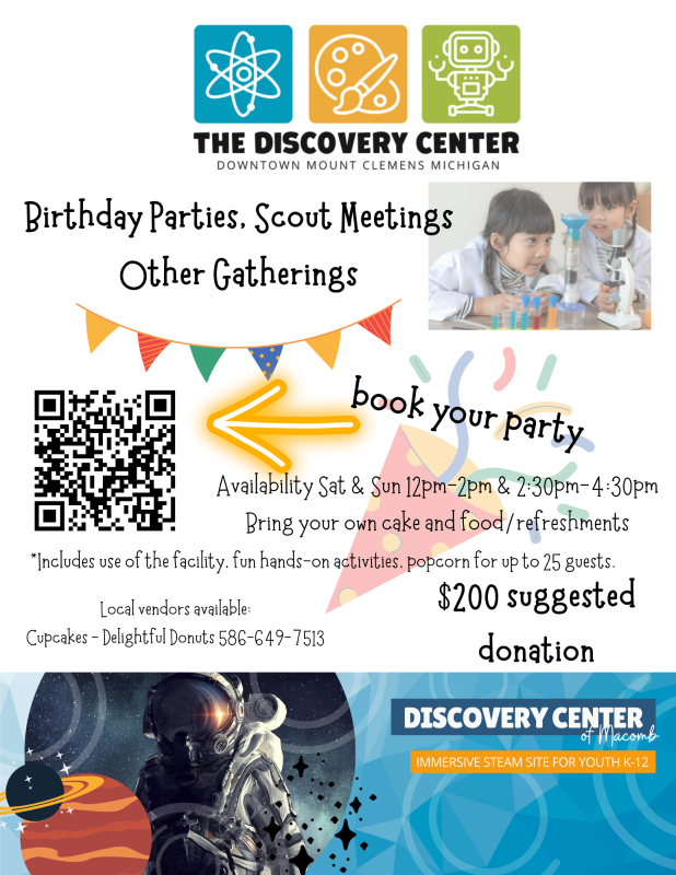 Discovery Center Party & Meeting Reservations
