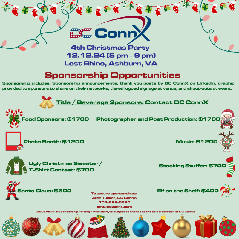 DC ConnX: 4th Christmas Party Sponsorship Opportunities